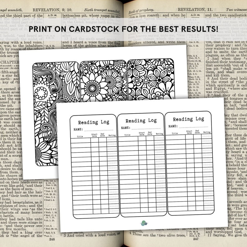 Reading Log Bookmarks Printable PDF Download - Library Card Book Mark ...