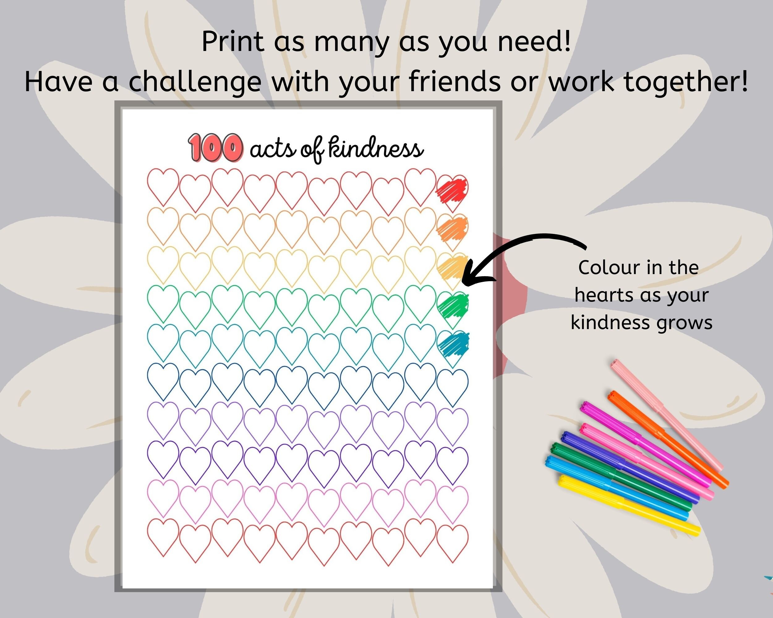 100 Acts of Kindness Printable Colouring Sheet Random Acts of - Etsy Canada