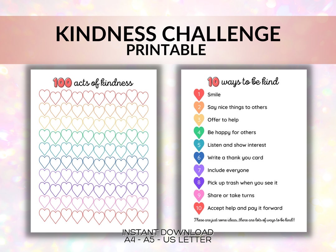 Hoja para colorear imprimible de 100 actos de bondad Actos de - Etsy México