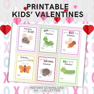 Printable Bug-themed Valentine Cards for Kids Insect Jokes Valentine's ...