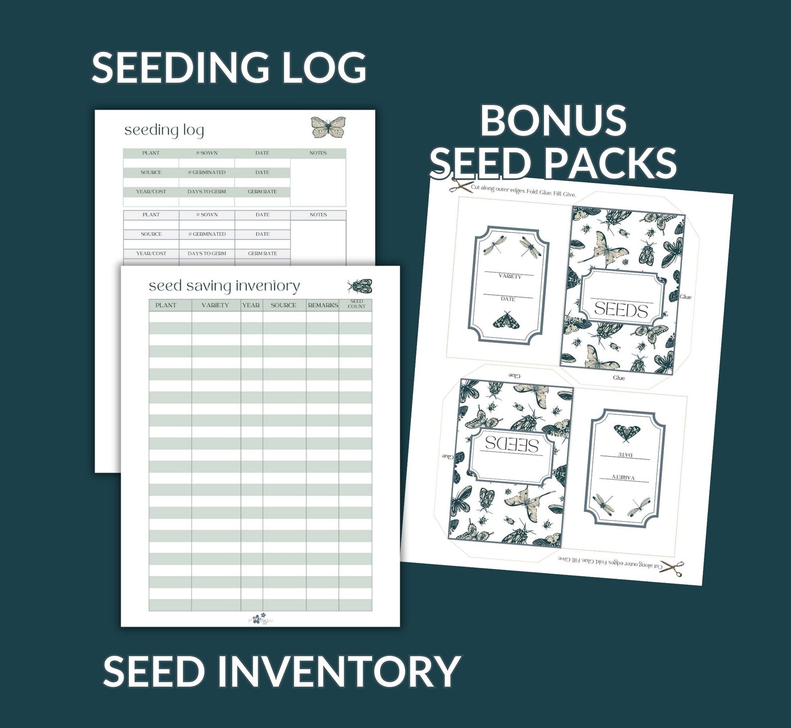 Insect Garden Planner: Printable Journal, Seeding & Harvest Logs (PDF ...