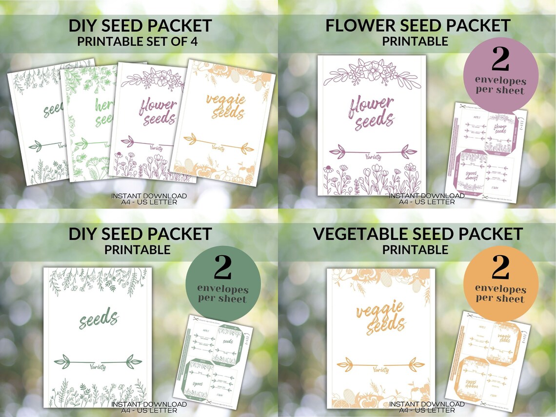 Printable Herb Seed Envelopes DIY Seed Packets Seed Storage - Etsy