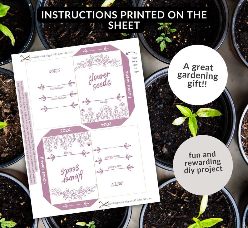 Printable Flower Seed Envelopes DIY Seed Packets Seed Storage Seed ...