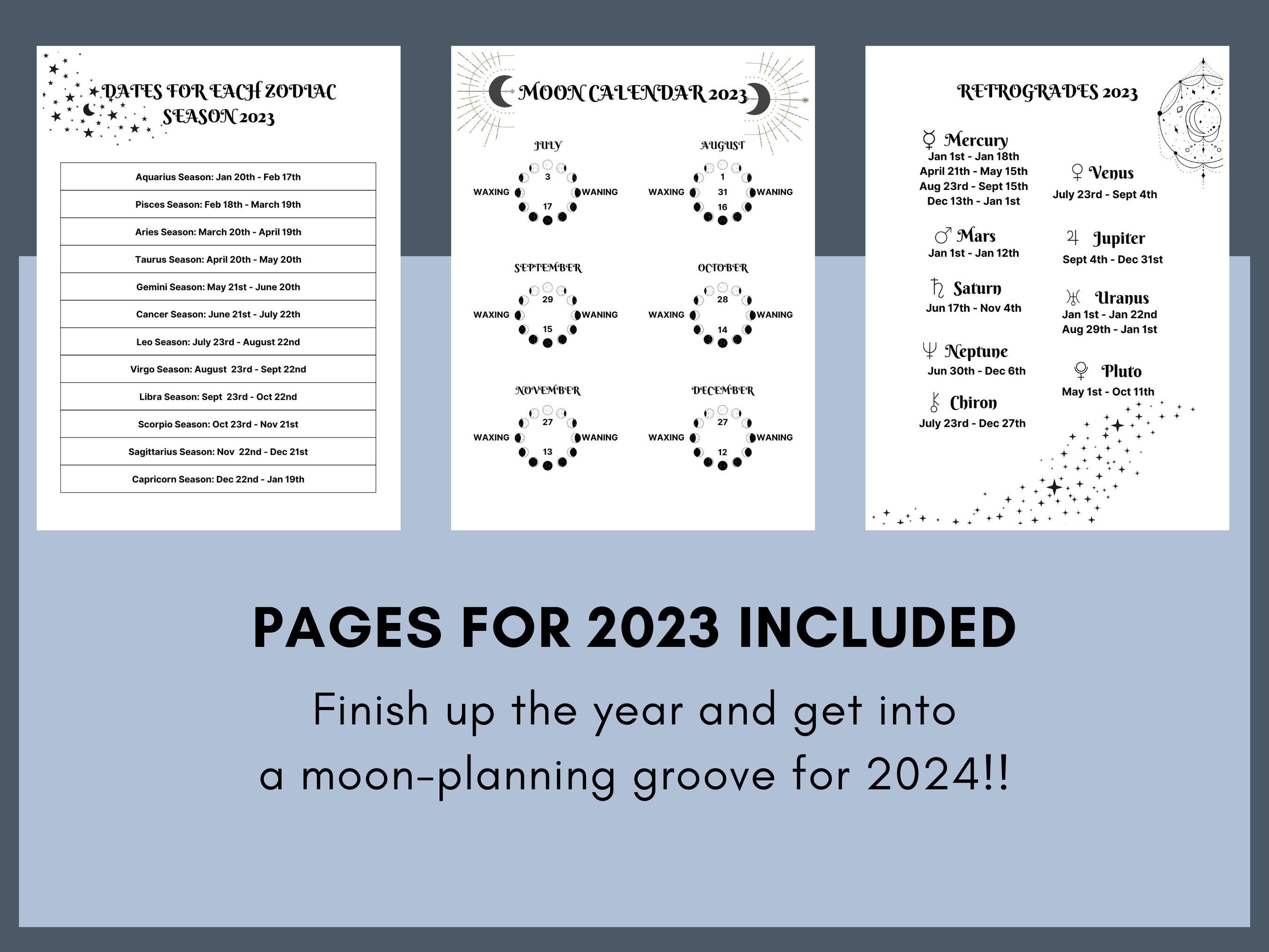 Printable 2024 Moon and Astrology Planner Full Moon New Moon - Etsy
