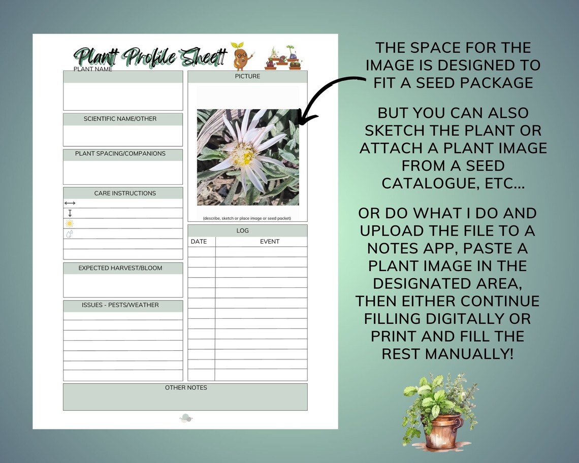 Printable Garden Plant Profile Sheet: Plant Information Planner (PDF ...