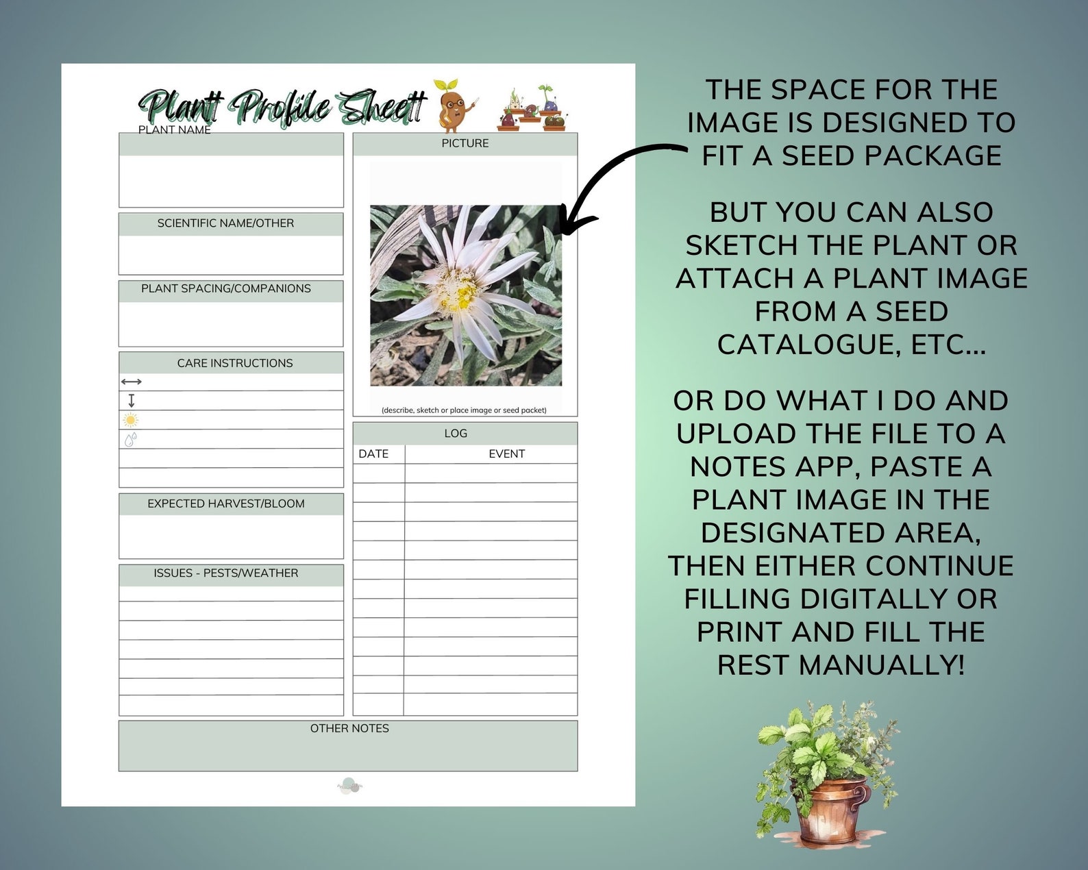 Printable Garden Plant Profile Sheet: Plant Information Planner (PDF ...