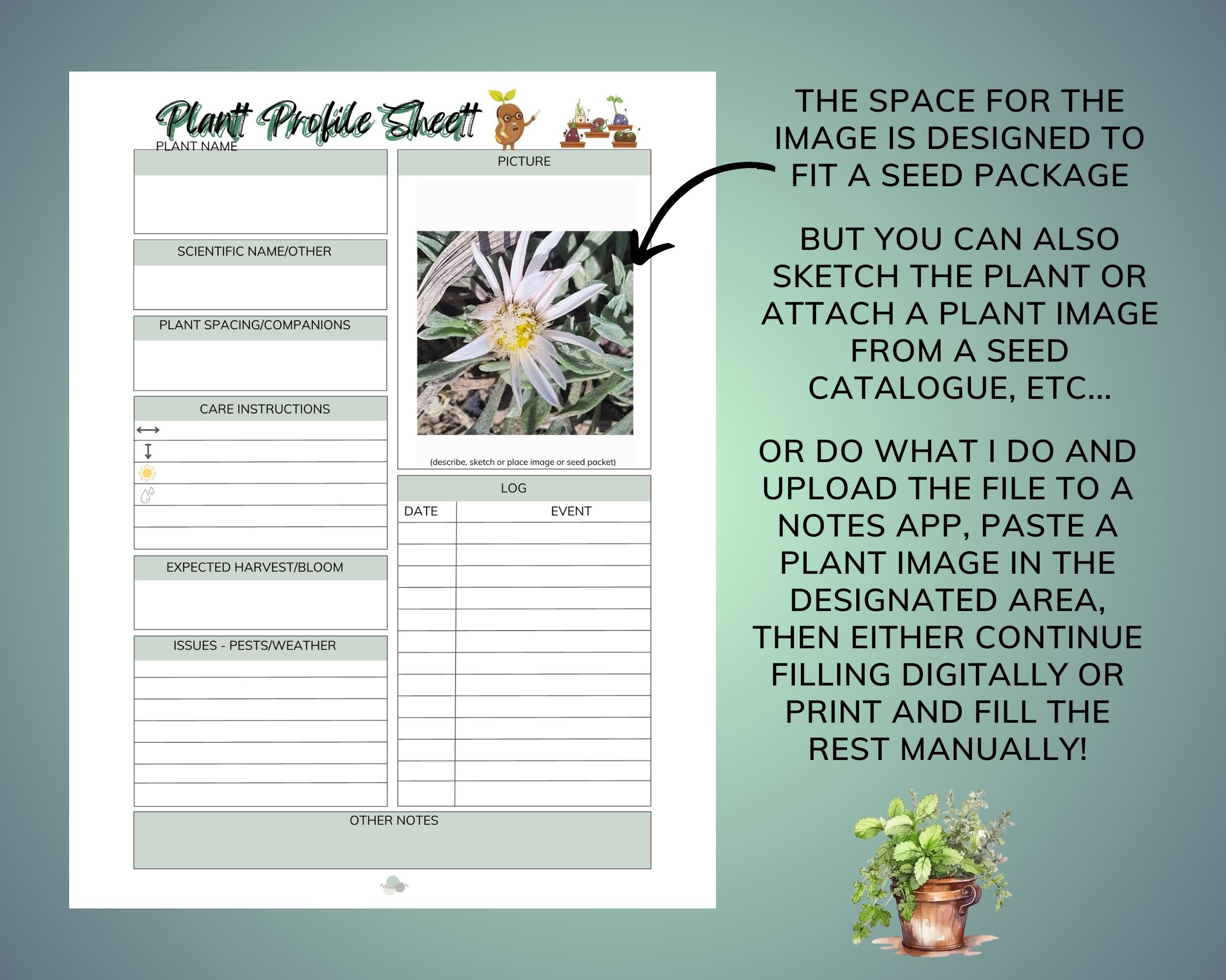 Printable Garden Plant Profile Sheet: Plant Information Planner (PDF ...
