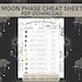 Moon Phase Cheat Sheets for Lunar Cycle - Printable Instant Download ...