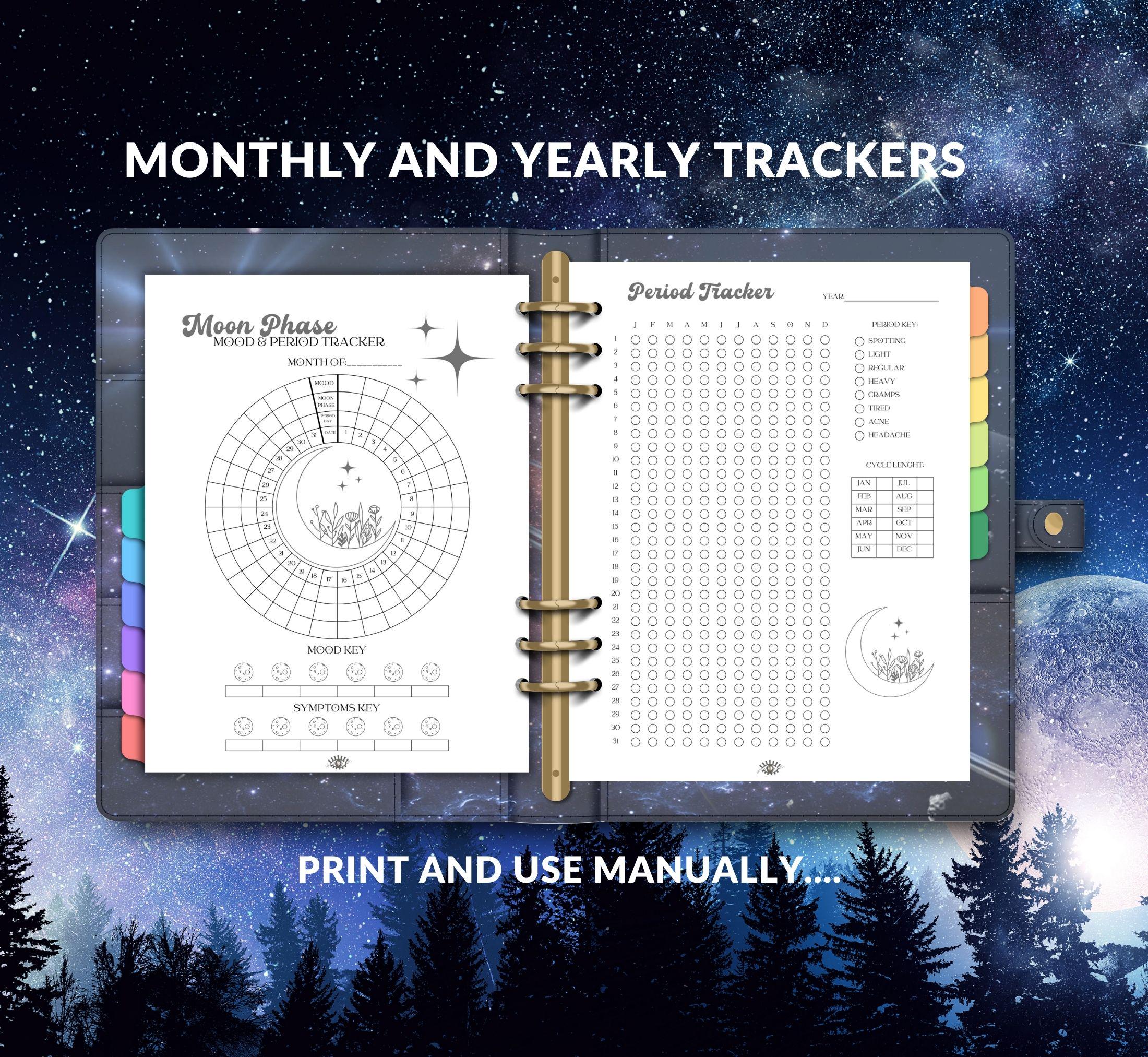Moon Phase Period Tracker Printable: Circular Mood Chart (PDF Download ...
