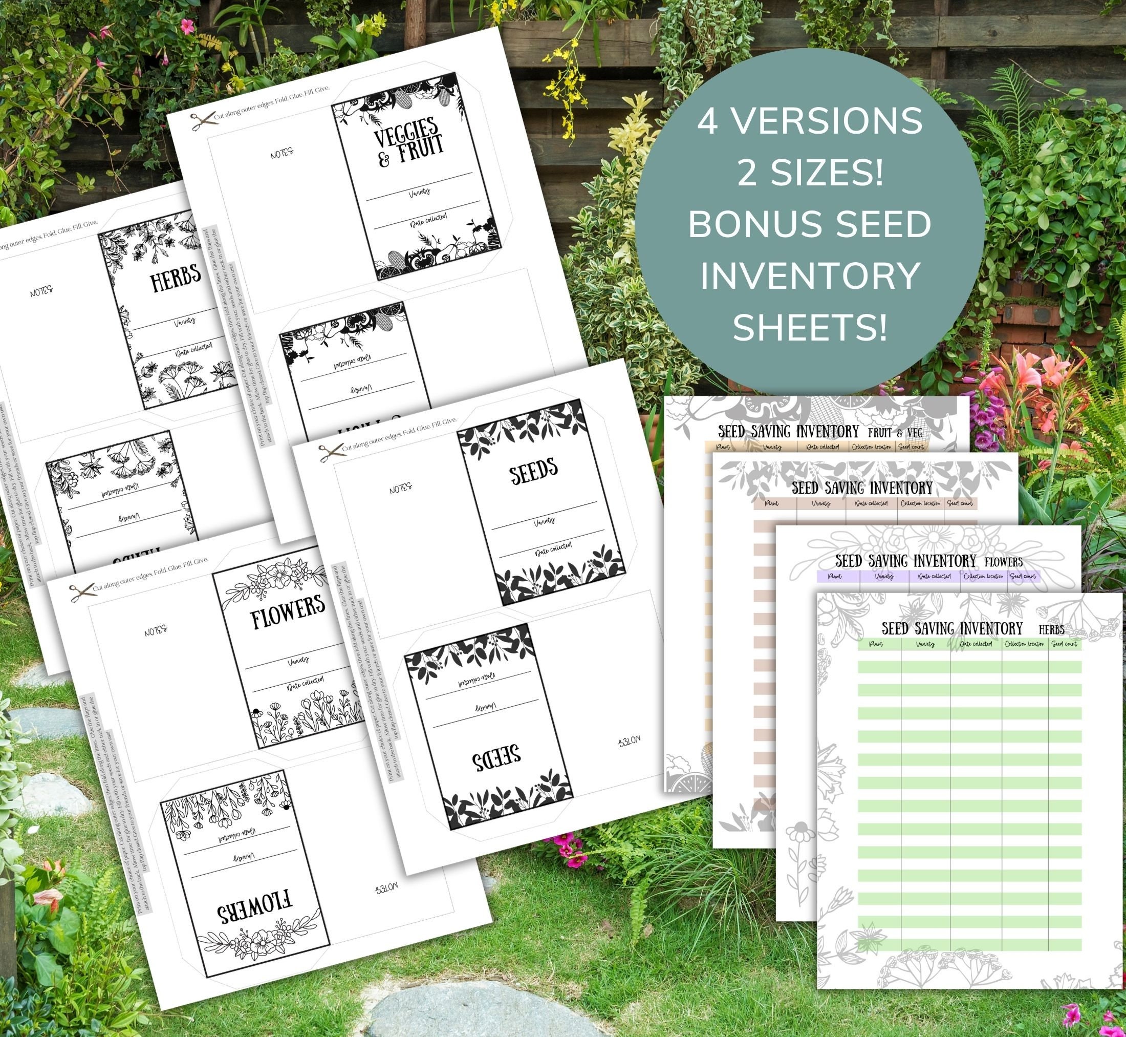 Printable Seed Envelopes: DIY Seed Packets, Herb, Flower, Veggie (PDF ...