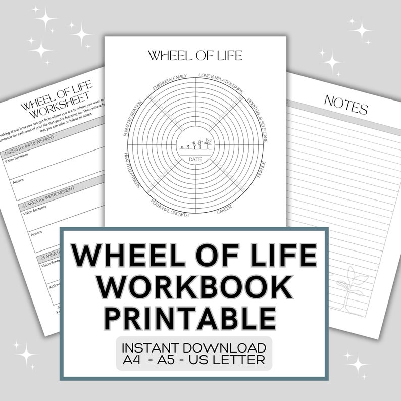 Wheel of Life Printable: Life Balance Workbook (PDF Instant Download ...