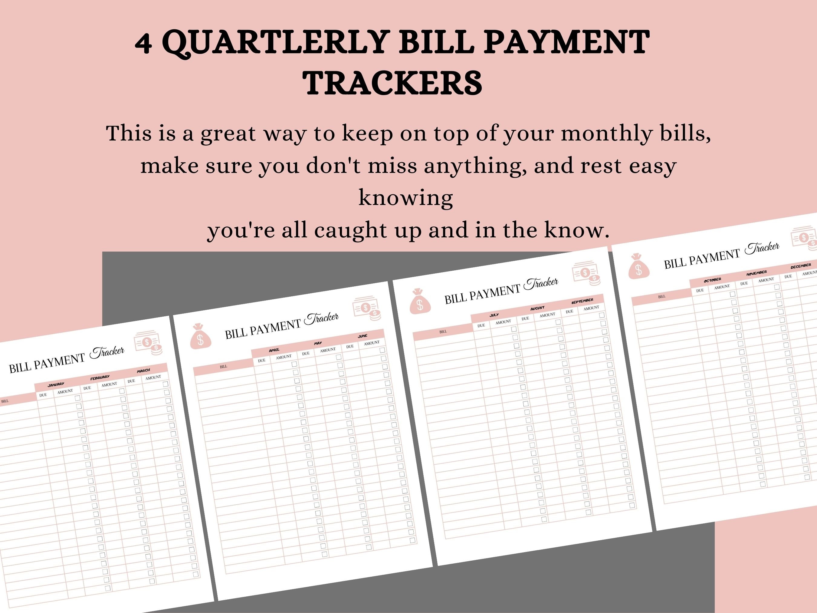 Printable Bill Tracker Bundle, Instant Download PDF, Monthly Bill ...