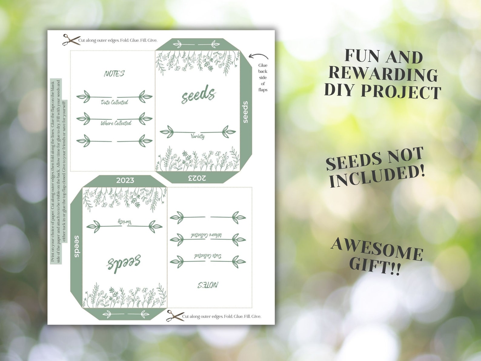 Printable Seed Envelopes DIY Seed Packets Seed Storage Seed Saving ...