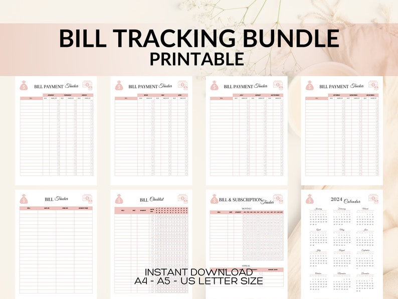Printable Bill Tracker Bundle, Instant Download PDF, Monthly Bill ...