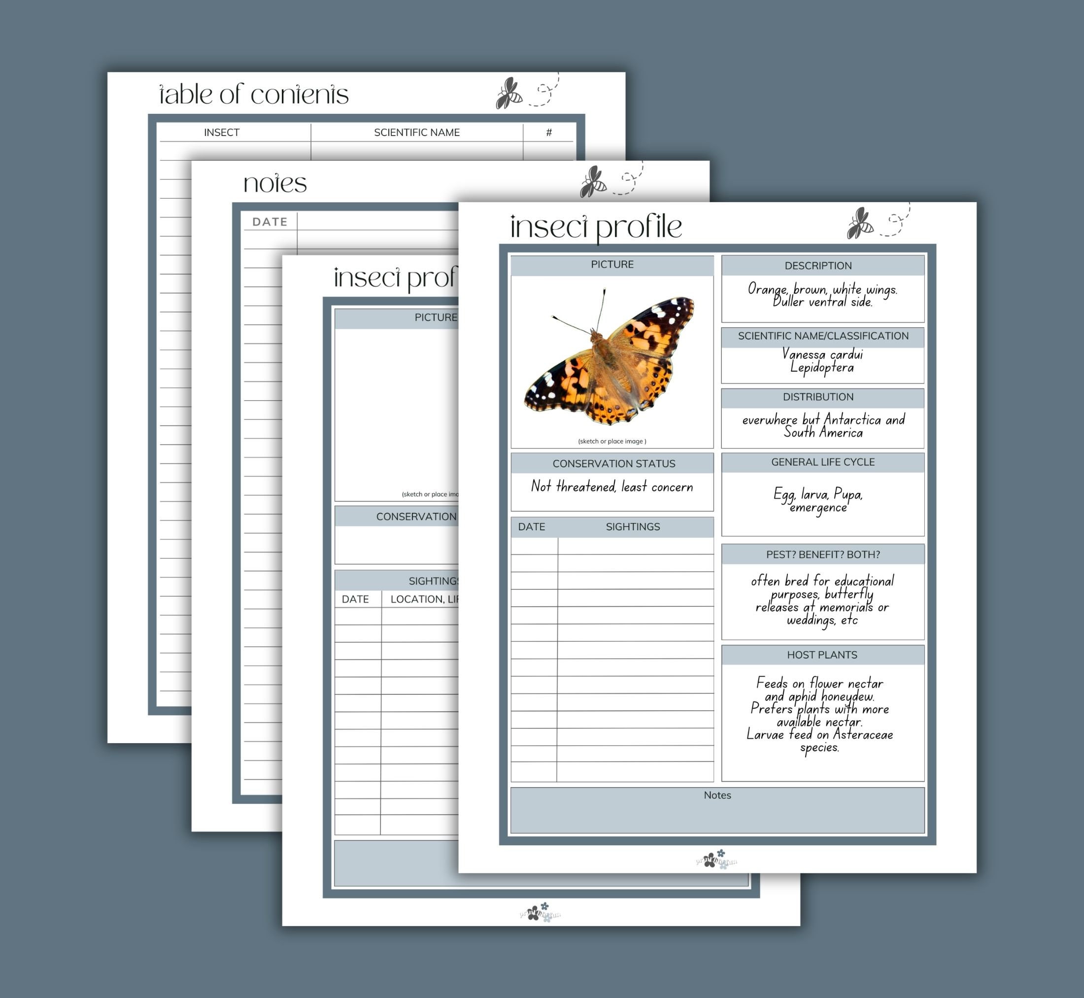 Insect Profile Printable PDF Instant Download - Entomology Studies ...