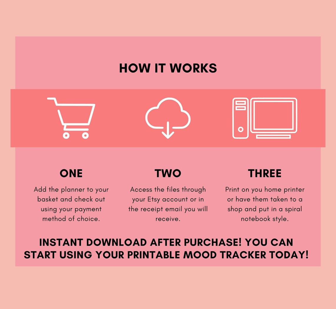 Daily Mood Tracker Printable Mental Health Journal Self Care Planner ...