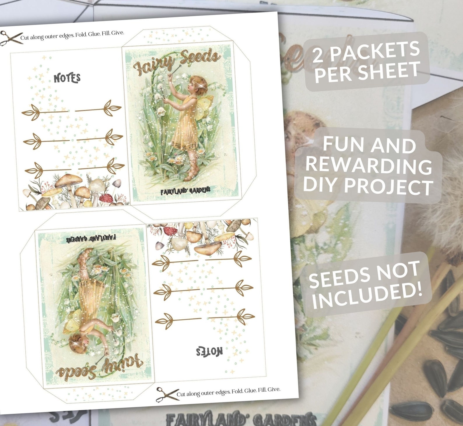 Fairy Seed Packet Printable: Vintage Illustration DIY Envelopes (PDF ...