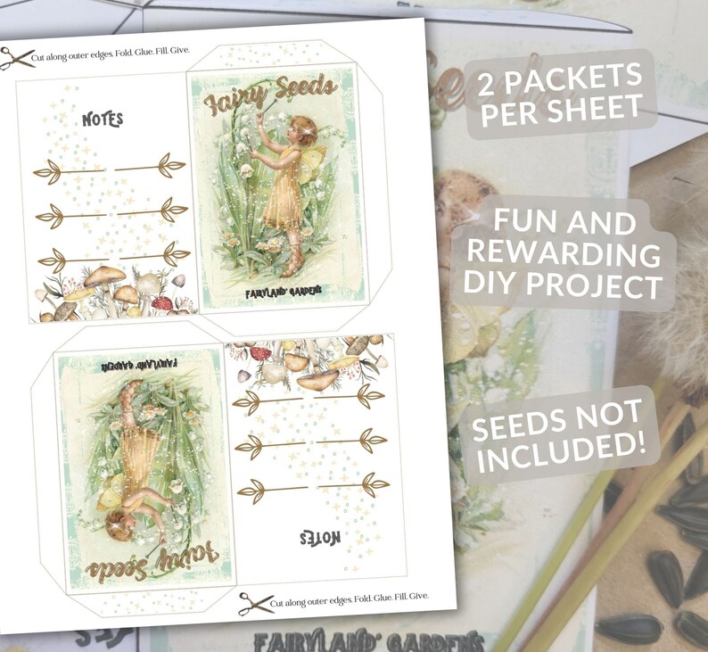 Fairy Seed Packet Printable: Vintage Illustration DIY Envelopes (PDF ...