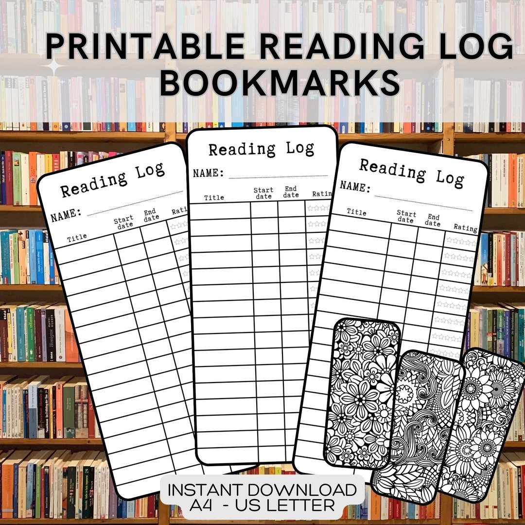 Reading Log Bookmarks Printable PDF Download - Library Card Book Mark ...