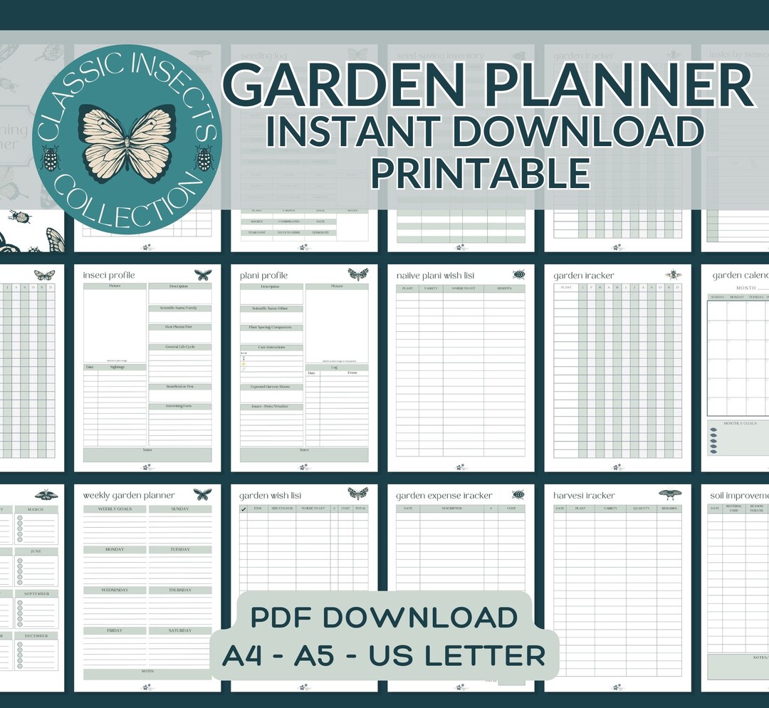 Printable Garden Planner Pages for Insect Lovers, Garden Journal Print ...