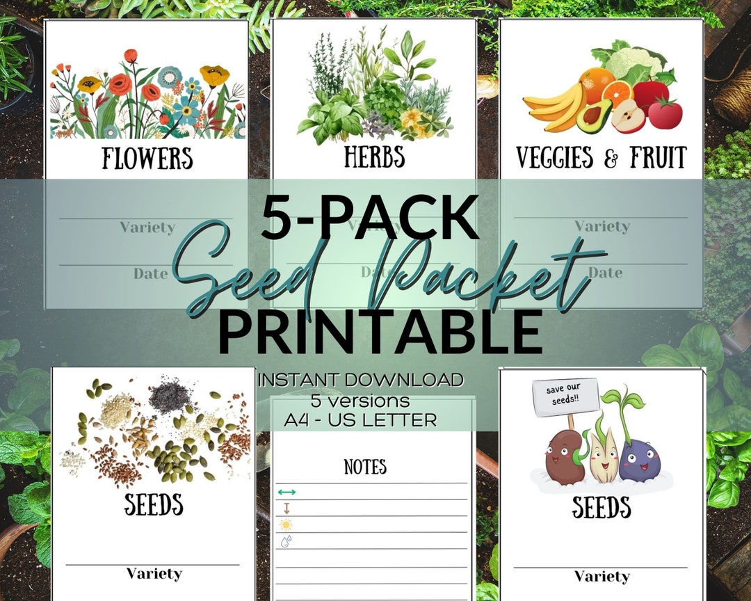 Printable Seed Envelopes DIY Seed Packets Seed Storage Seed - Etsy