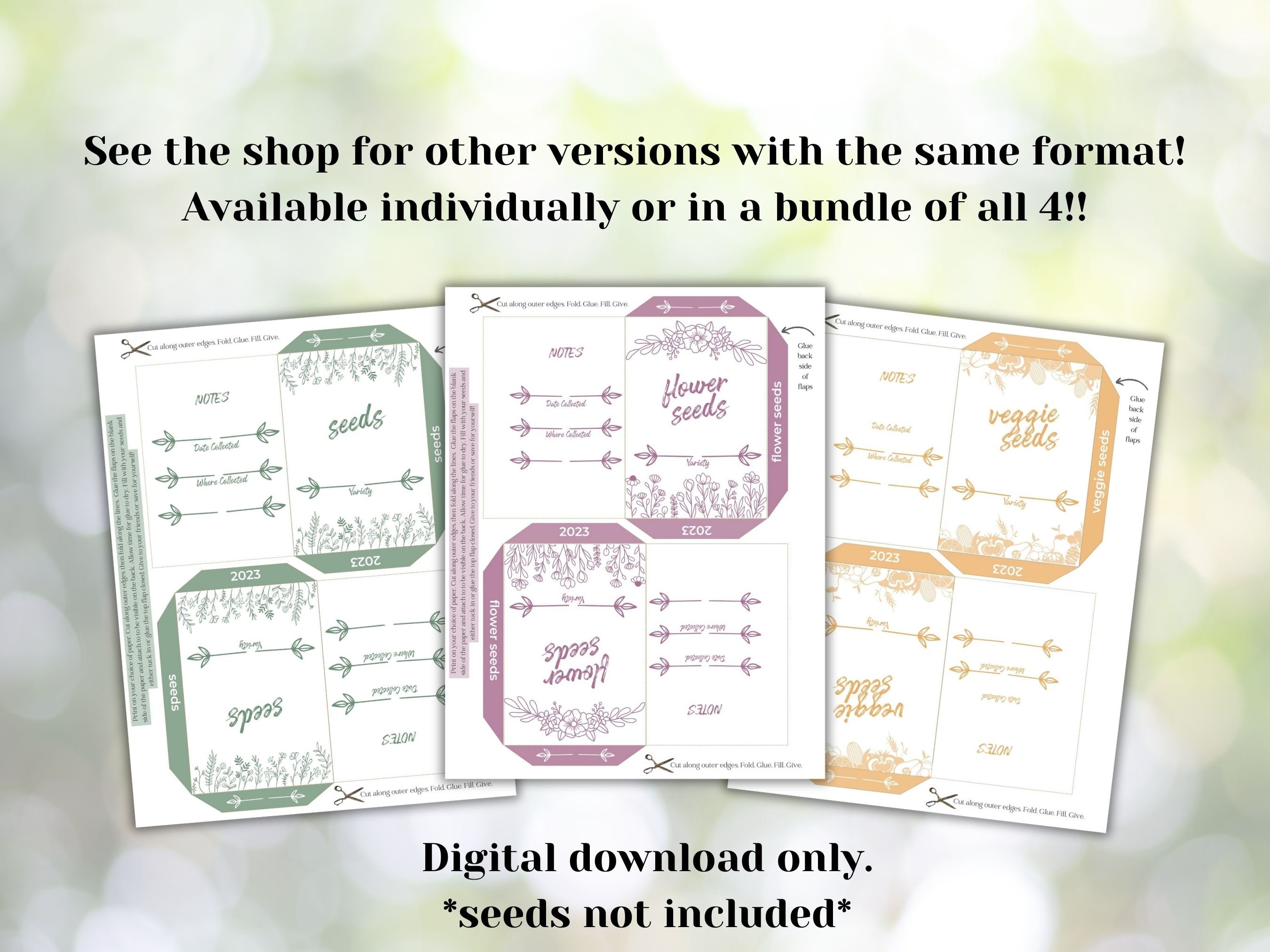 Printable Herb Seed Envelopes DIY Seed Packets Seed Storage - Etsy