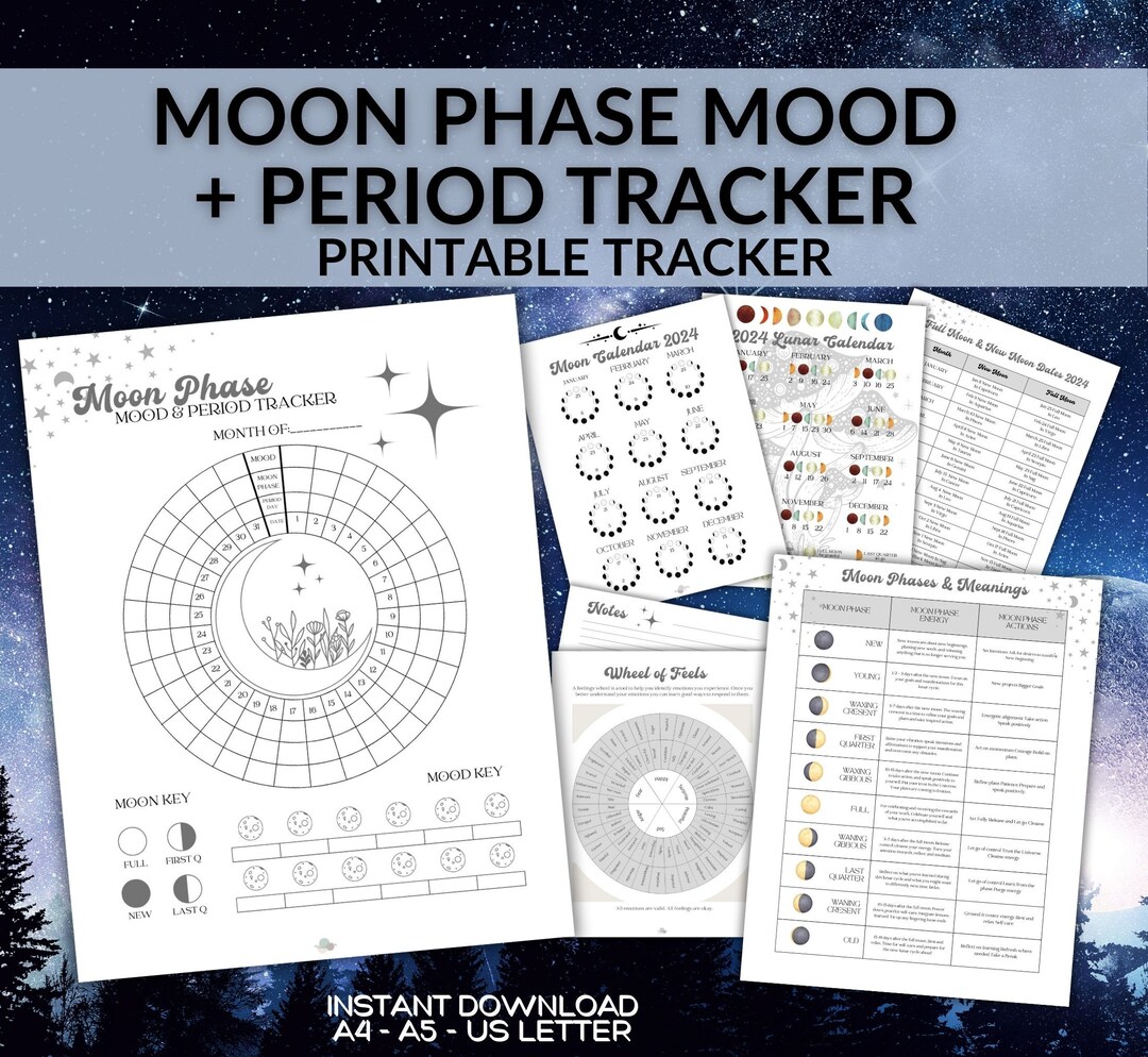 Moon Phase Mood and Period Tracker Printable, Circular Monthly Mood ...