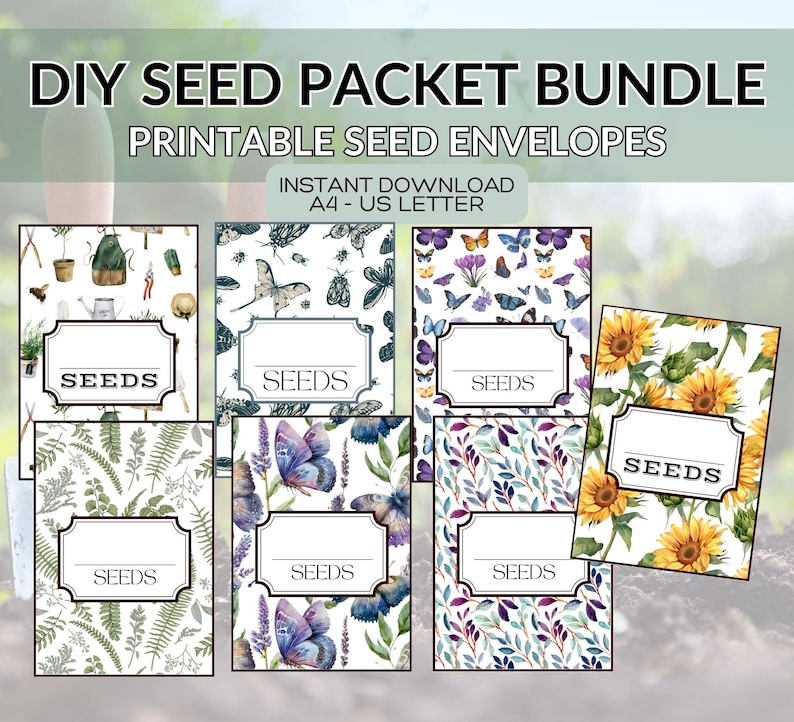 Printable Seed Packet Bundle PDF Instant Download in A4 and Letter Size - Seed Saving Envelopes ...