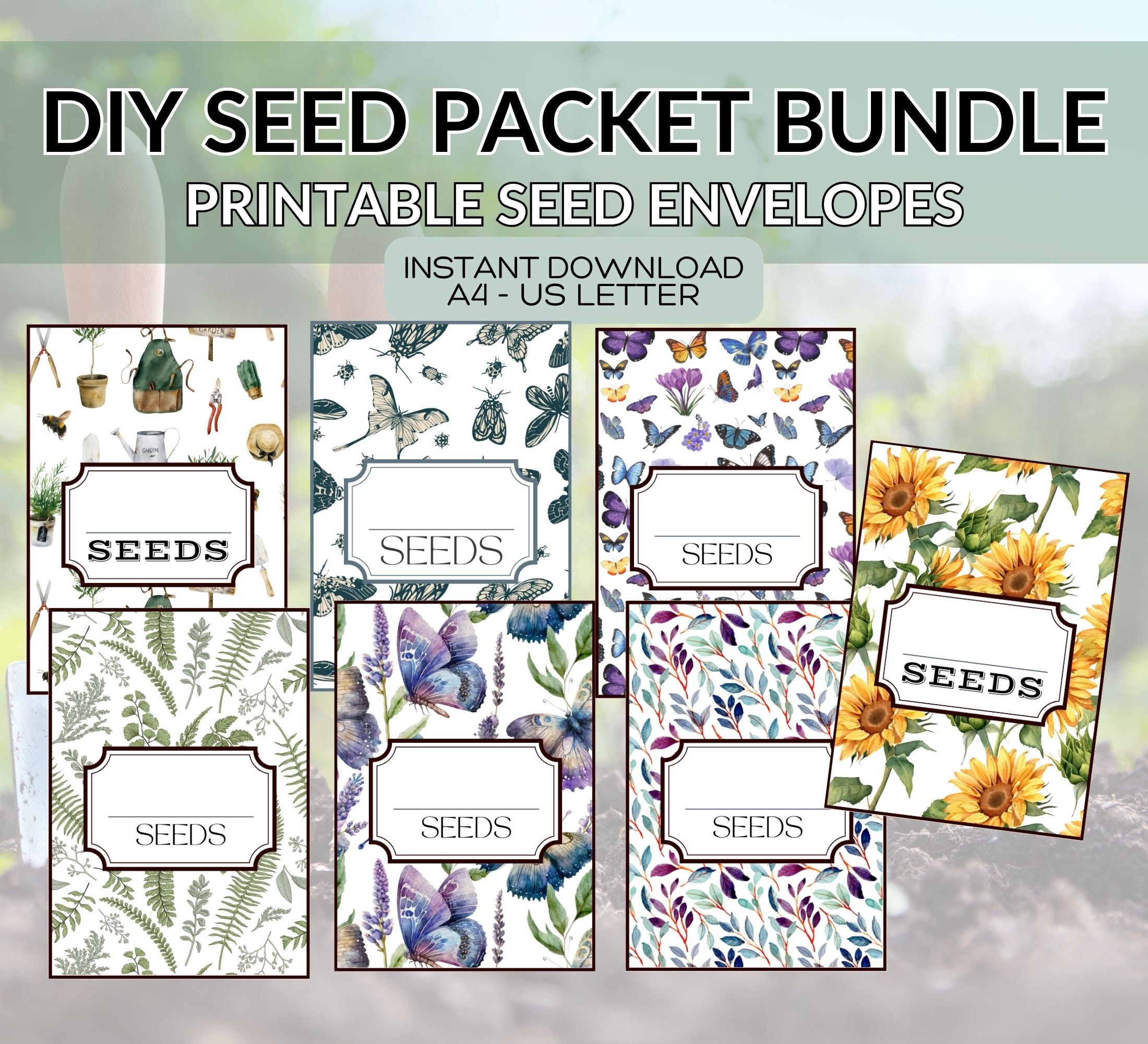 Printable Seed Packet Bundle PDF Instant Download in A4 and Letter Size ...