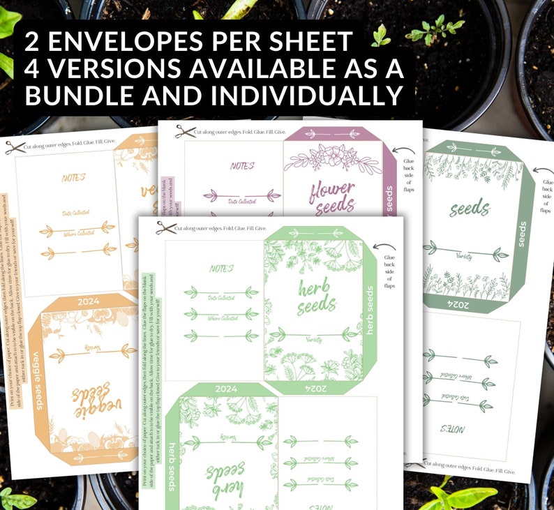 Printable Herb Seed Envelopes: DIY Seed Packets (PDF Download) - Etsy