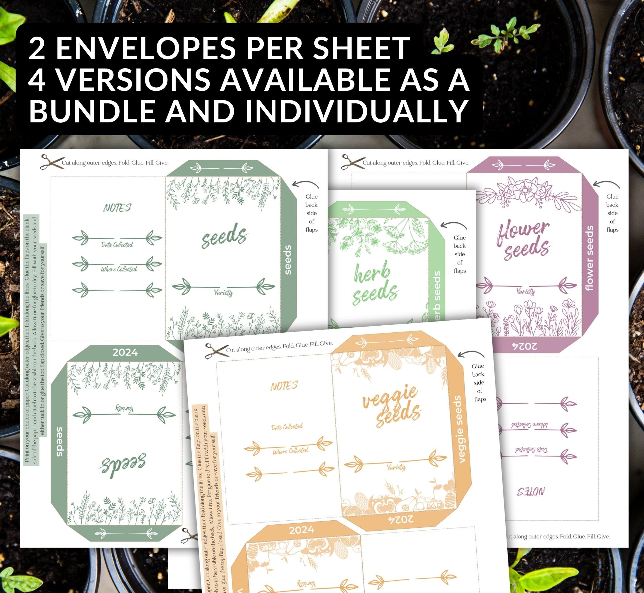 Printable Seed Envelopes DIY Seed Packets Seed Storage Seed Saving ...