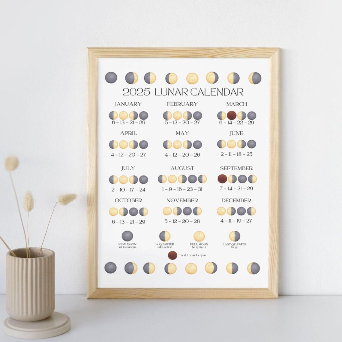 Boho Moon Phase Mood and Period Tracker Printable, Monthly Mood Chart ...