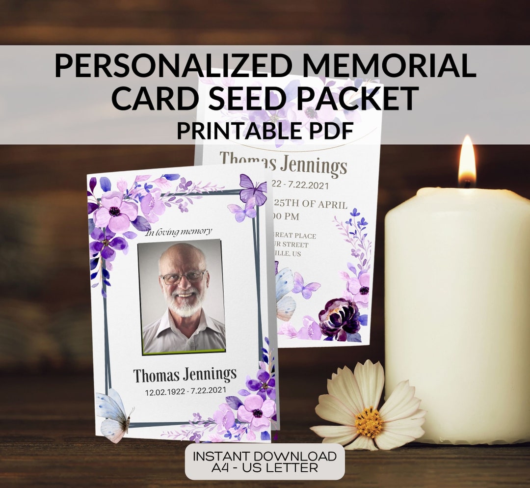 Personalized Memorial Card Seed Packet Printable PDF Download - Etsy