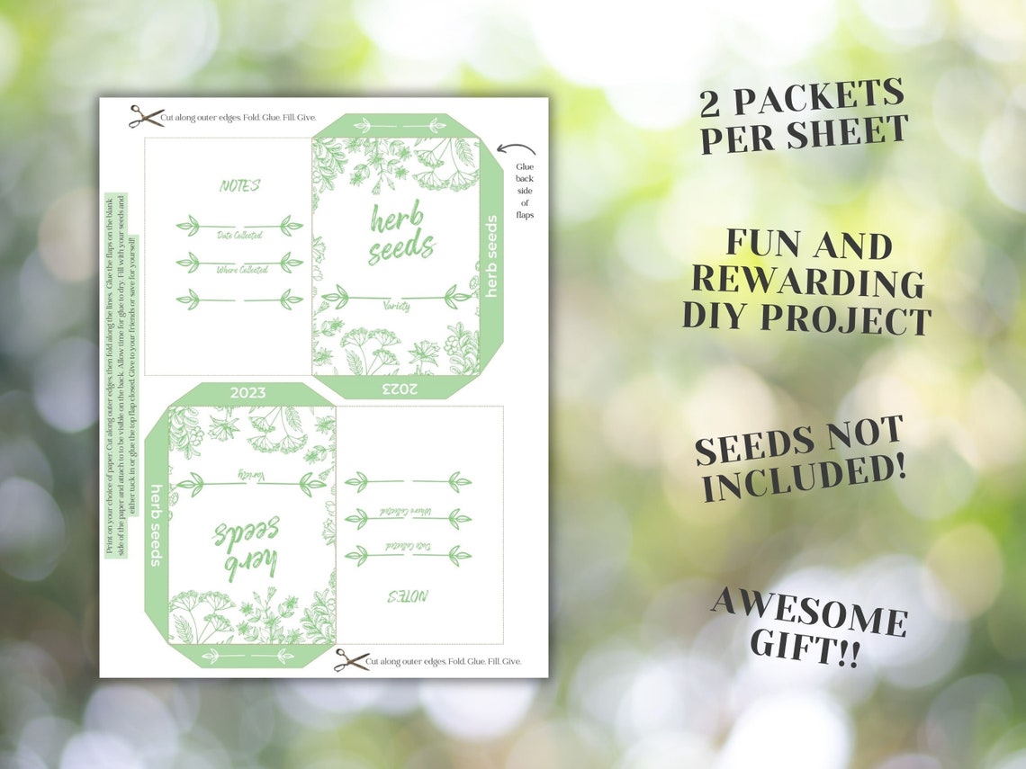 Printable Herb Seed Envelopes DIY Seed Packets Seed Storage - Etsy
