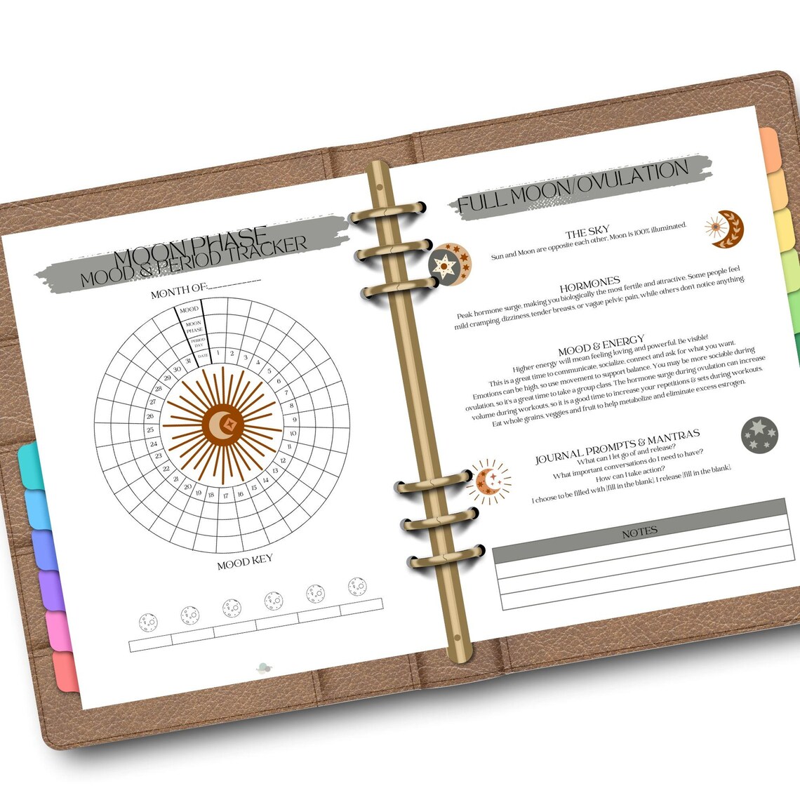 Boho Moon Phase Mood and Period Tracker Printable, Monthly Mood Chart ...