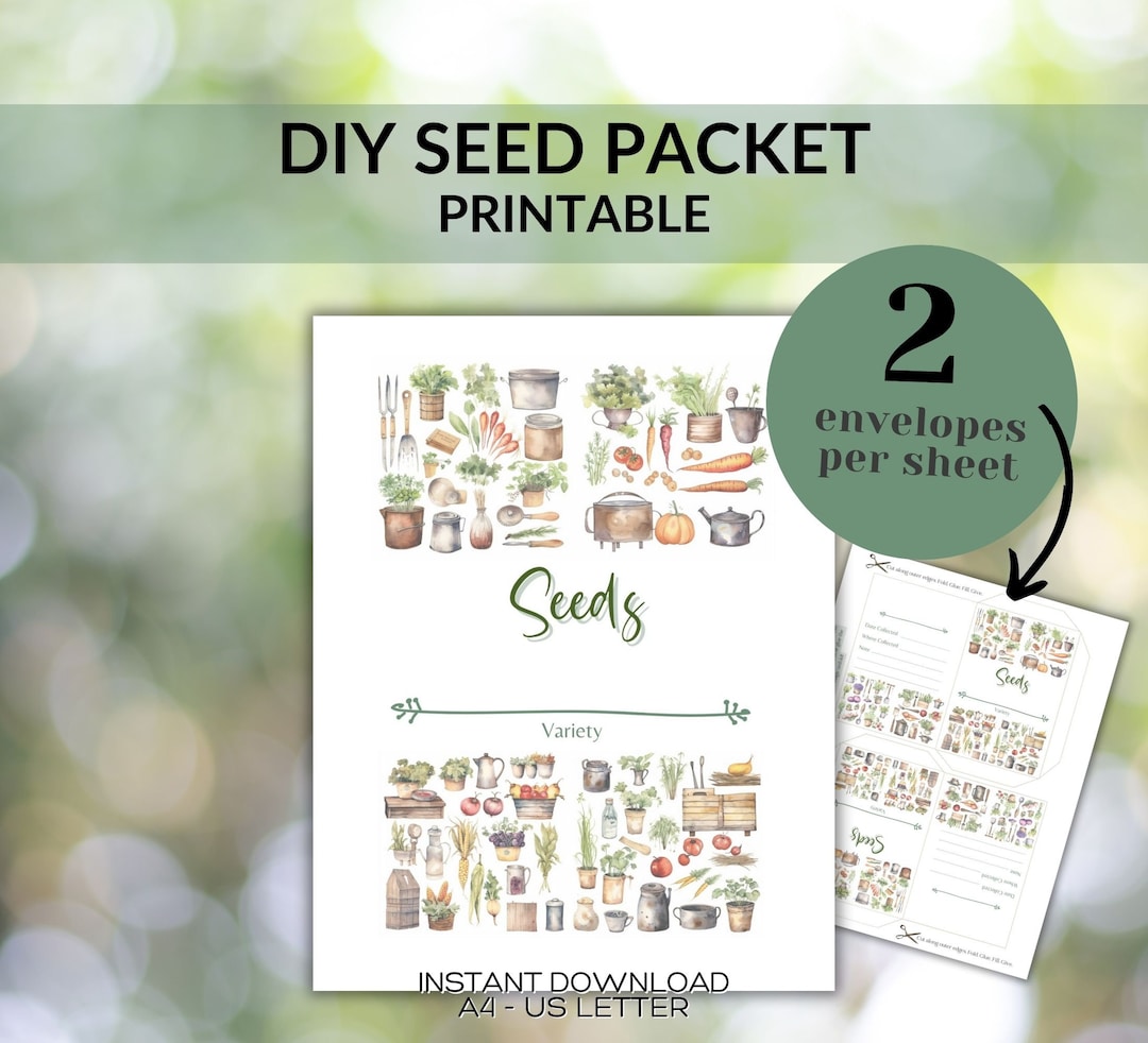 DIY Watercolour Seed Packet Printable Envelopes Instant - Etsy Australia