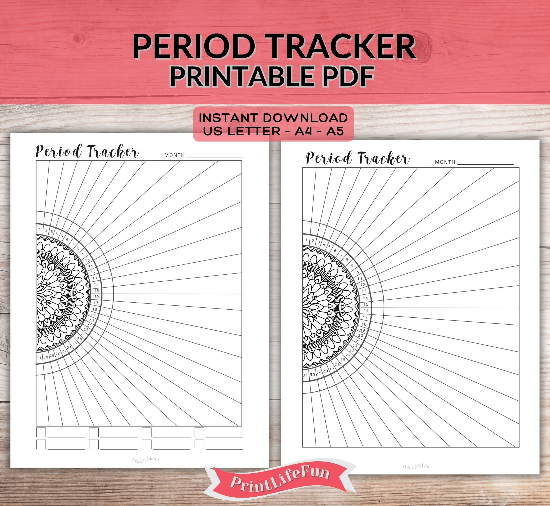 Period Tracker Printable, Circular Period Chart, Menstrual Tracker ...