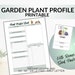 Printable Garden Plant Profile Sheet Instant Download PDF Garden ...