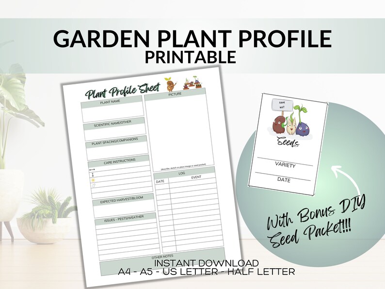 Printable Garden Plant Profile Sheet: Plant Information Planner (PDF ...
