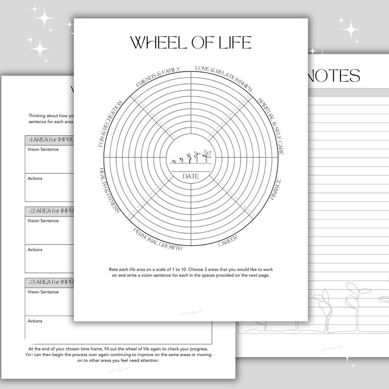 Wheel of Life Printable: Life Balance Workbook (PDF Instant Download ...