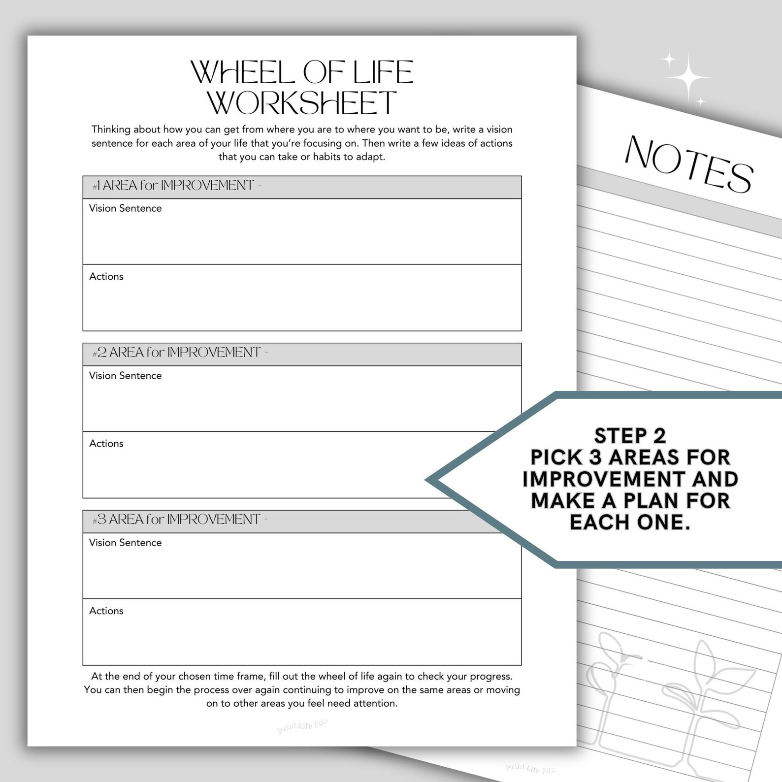 Wheel of Life Printable: Life Balance Workbook (PDF Instant Download ...