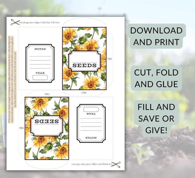 Printable Seed Packet PDF Instant Download in A4 and Letter Size - Seed ...