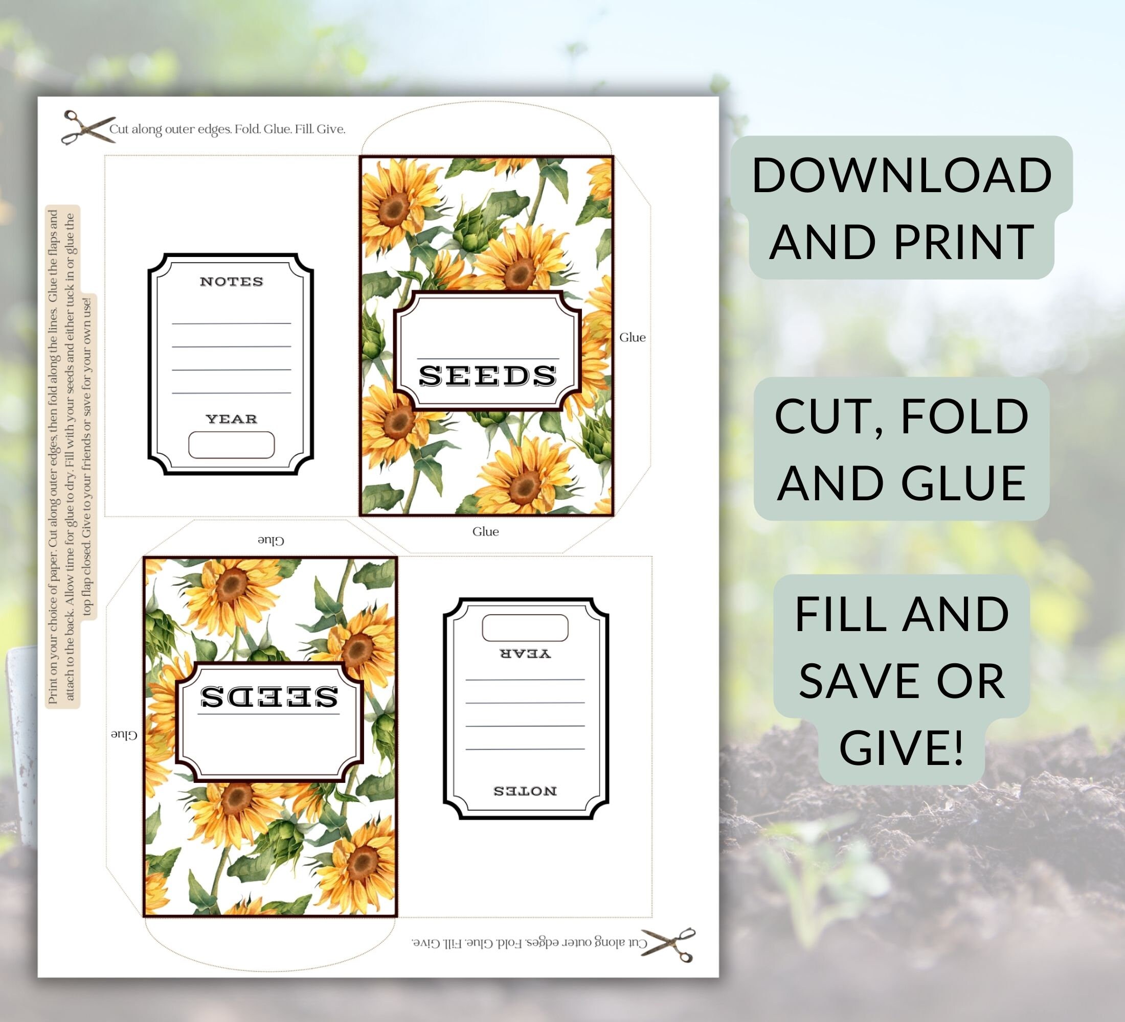 Printable Seed Packet PDF Instant Download in A4 and Letter Size - Seed ...