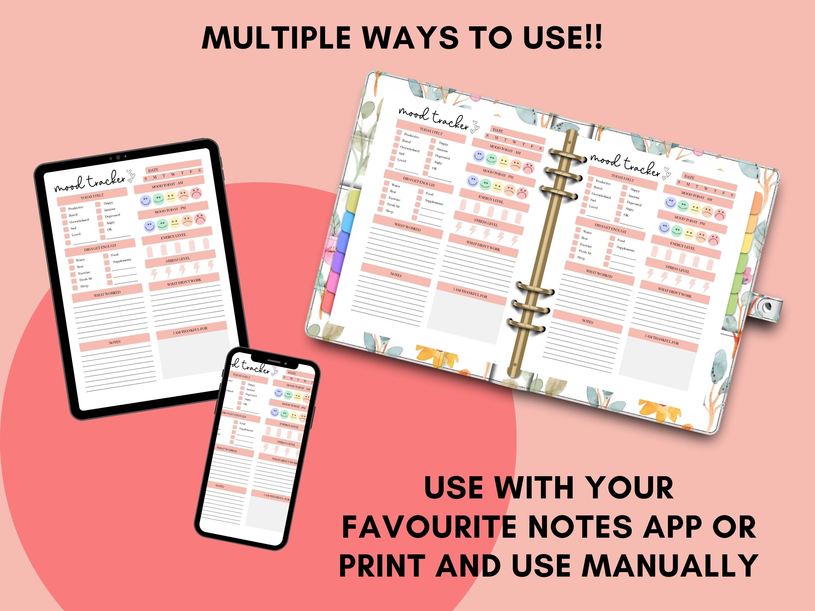 Daily Mood Tracker Printable Mental Health Journal Self Care - Etsy ...