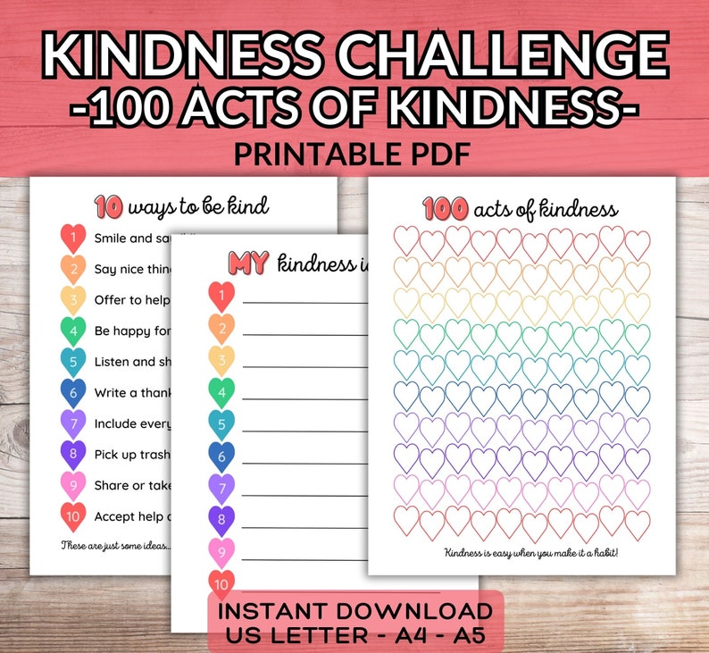 100 Acts of Kindness Challenge: Heart Coloring Sheet (PDF) - Etsy