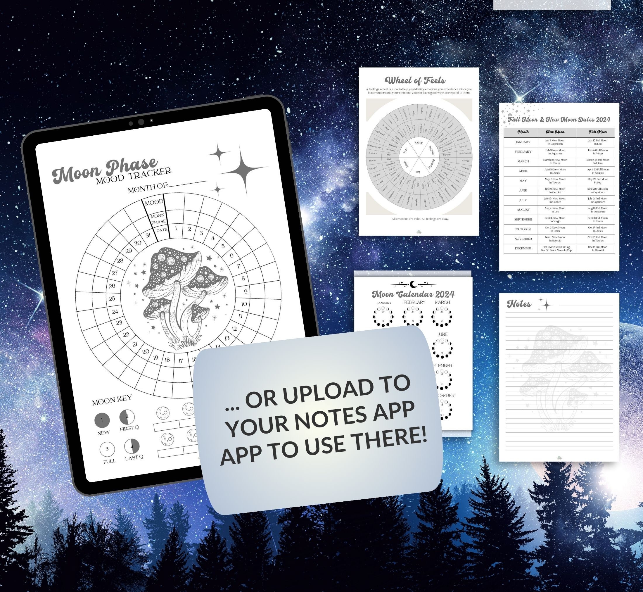 Mushroom Moon Phase Mood Tracker Printable (PDF) - Etsy