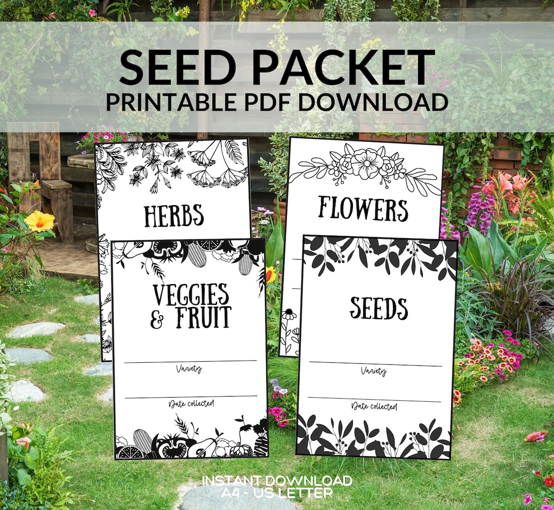 Printable Seed Envelopes: DIY Seed Packets, Herb, Flower, Veggie (PDF ...