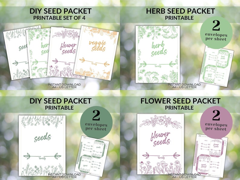 Printable Vegetable Seed Envelopes DIY Seed Packets Seed - Etsy