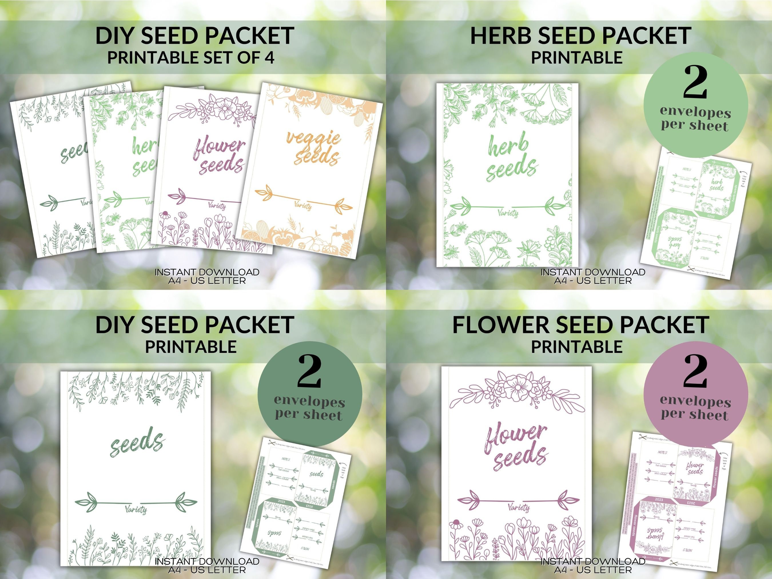 Printable Vegetable Seed Envelopes DIY Seed Packets Seed - Etsy