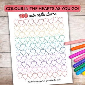 100 Acts of Kindness Challenge: Heart Coloring Sheet (PDF) - Etsy